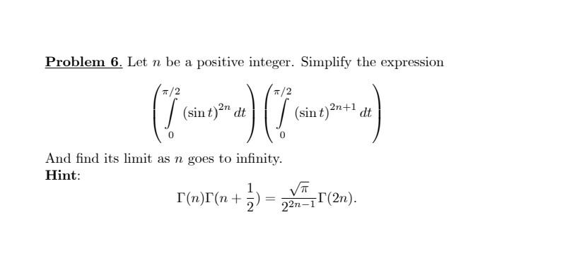 Solved Problem 6. Let n be a positive integer. Simplify the | Chegg.com
