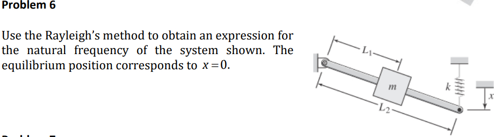 Solved Problem 6Use the Rayleigh's method to obtain an | Chegg.com