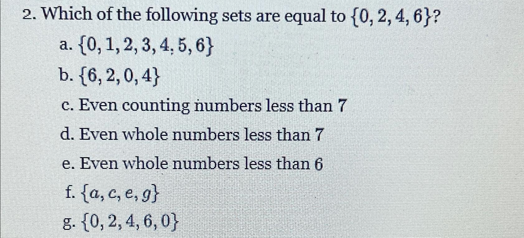 Solved Which of the following sets are equal to | Chegg.com