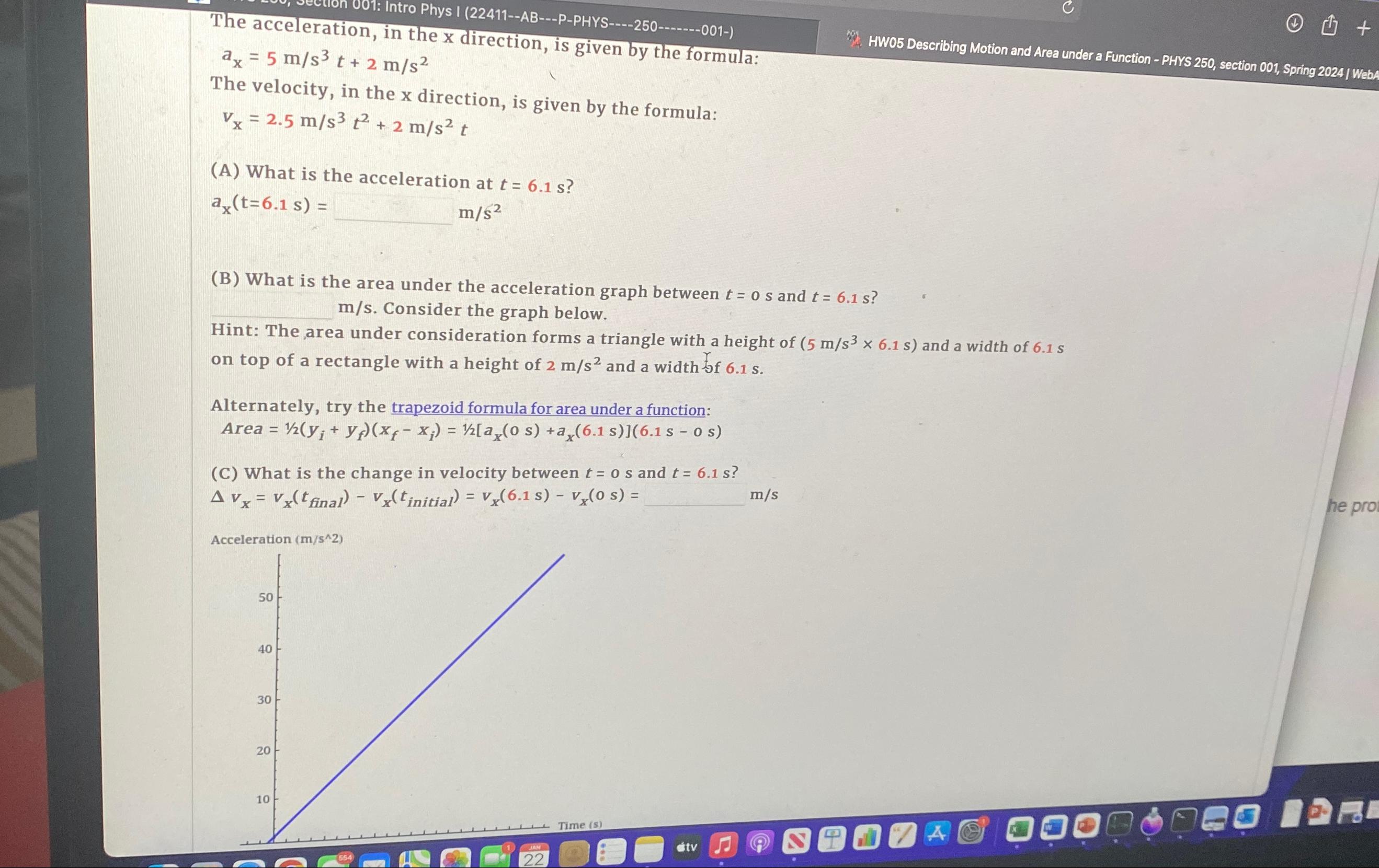 Solved HW05 ﻿Describing Motion and Area under a Function - | Chegg.com