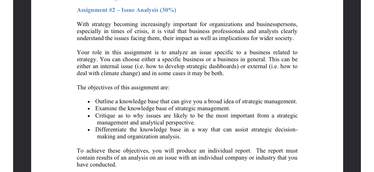 Solved Issue Analysis: Strategic PositioningWith strategy | Chegg.com