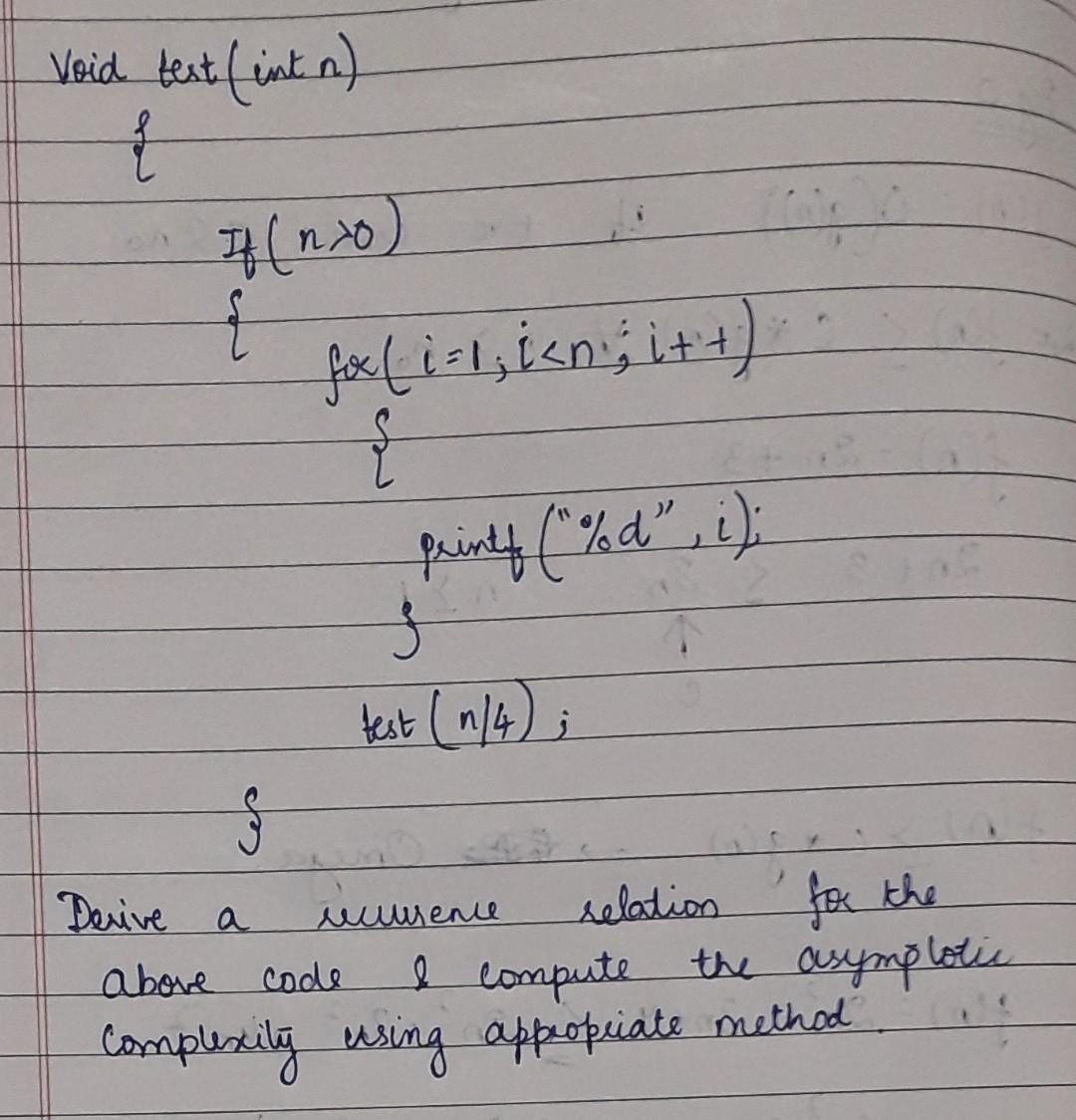 Solved Void test (int n) 4 ( If (no) { fox (i=1;i | Chegg.com