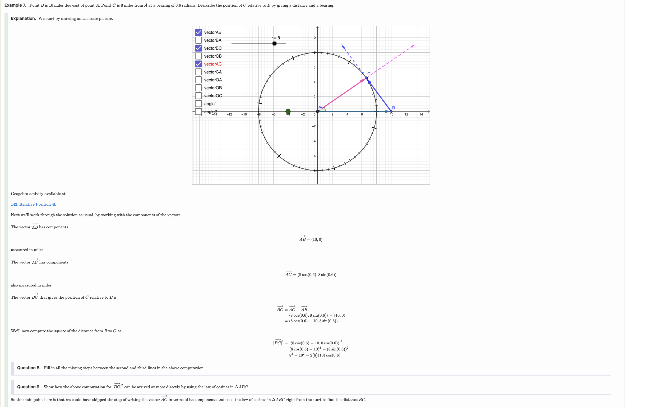 Solved Example 7. Point B is 10 miles due east of point | Chegg.com Solved Example 7. Point B is 10 miles due east of point | Chegg.com