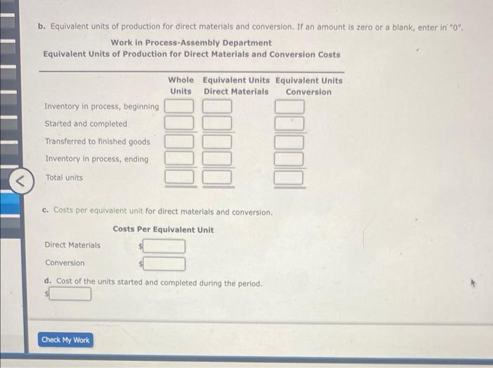 Solved b. Equivalent unats of production for direct materals | Chegg.com