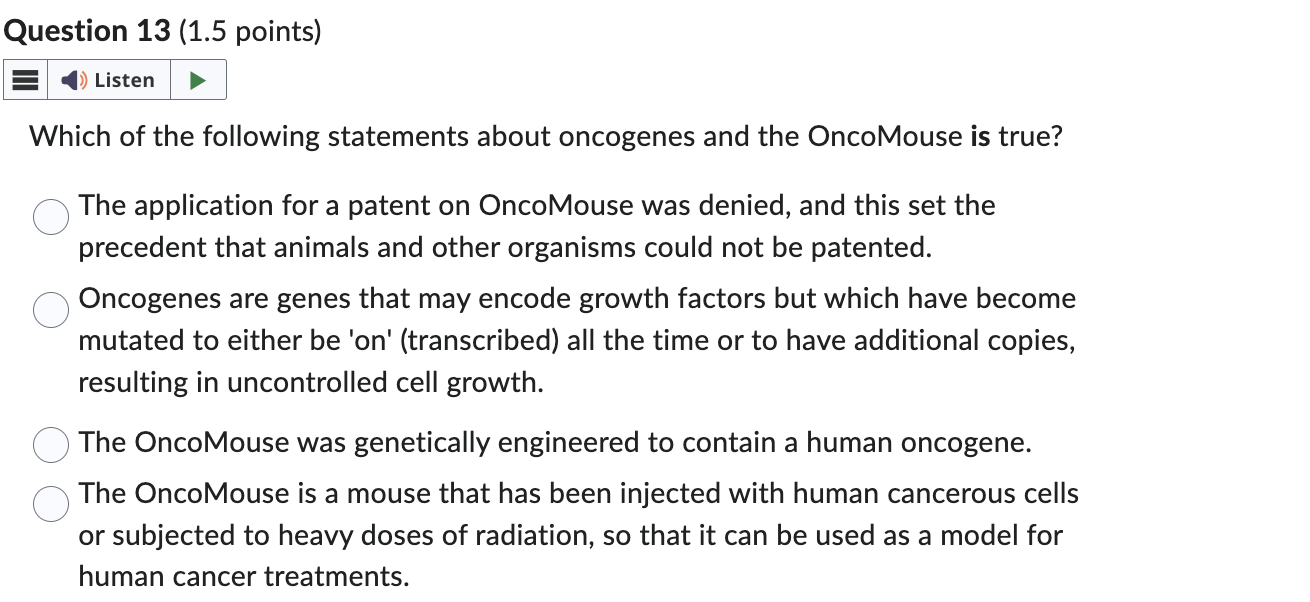 Solved Question 13 (1.5 ﻿points)Which of the following | Chegg.com