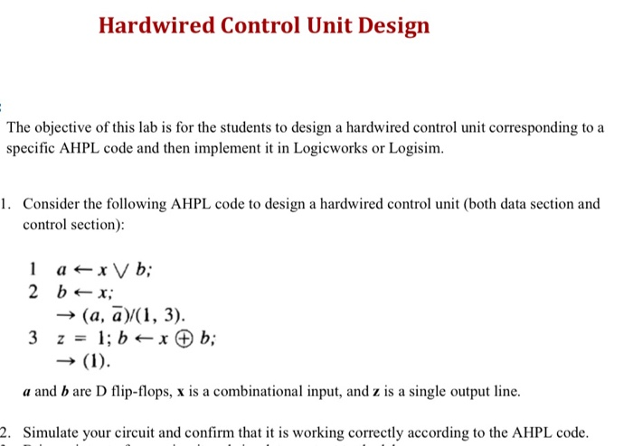 Hardwired Control Unit Design The objective of this | Chegg.com
