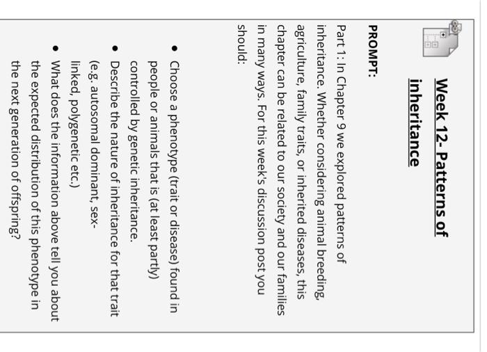 Solved Week 12. Patterns of inheritance РमОМРТ: Week 12- | Chegg.com