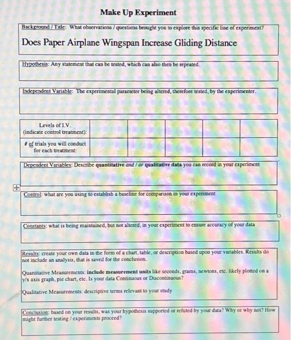 Solved Does Paper Airplane Wingspan Increase Gliding | Chegg.com