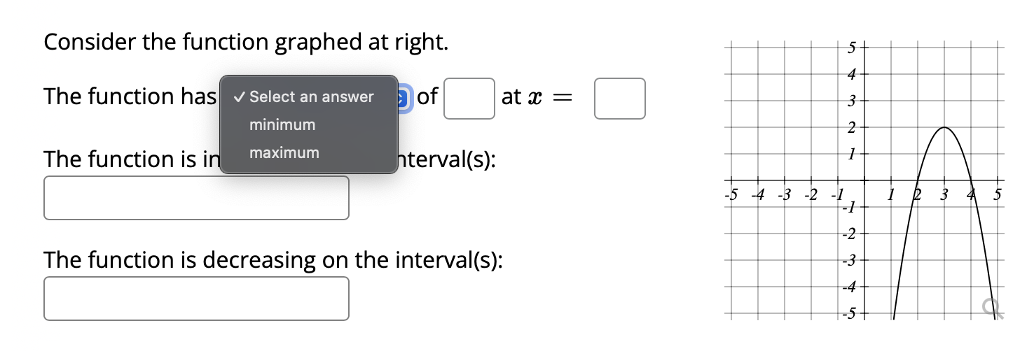 Solved Consider the function graphed at right. | Chegg.com