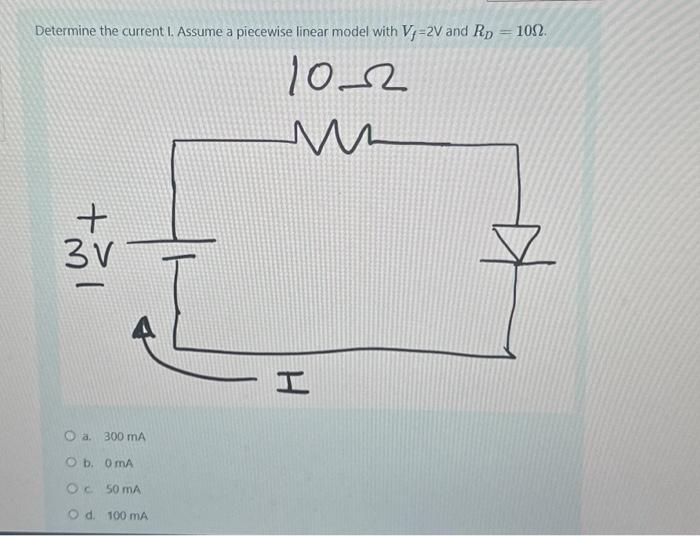 Solved Determine the current I. Assume a piecewise linear | Chegg.com