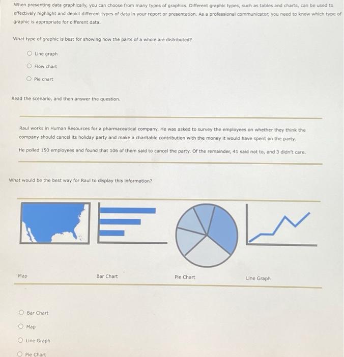 When presenting data graphically, you can choose from | Chegg.com
