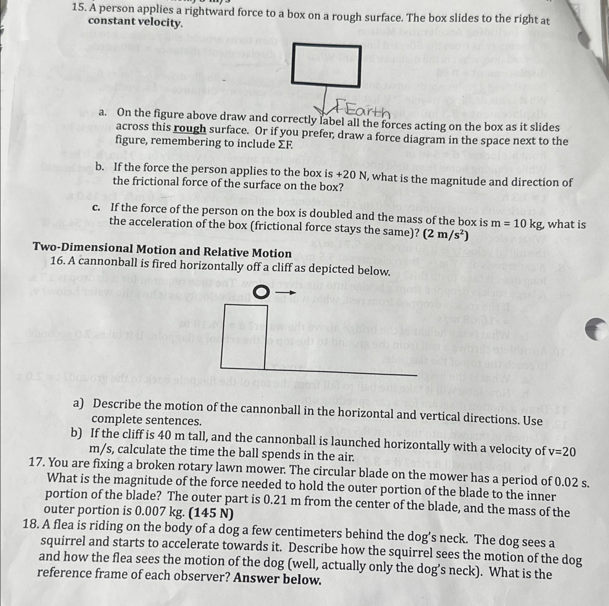 Solved A person applies a rightward force to a box on a | Chegg.com