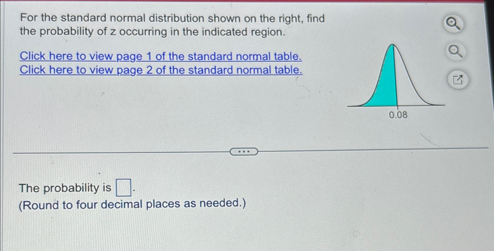 Solved For the standard normal distribution shown on the | Chegg.com