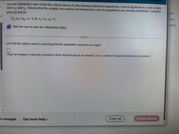 Solved Use the t- distribution table to find the critical | Chegg.com