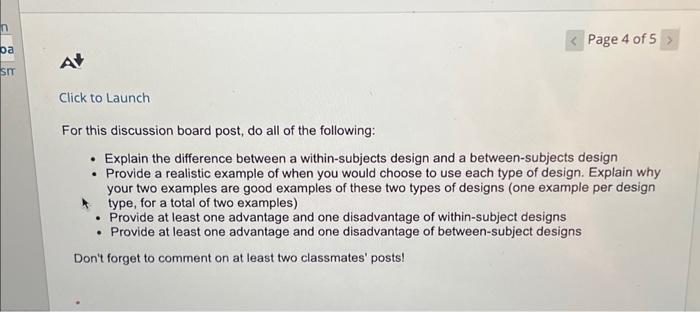 Solved Click to Launch For this discussion board post, do | Chegg.com