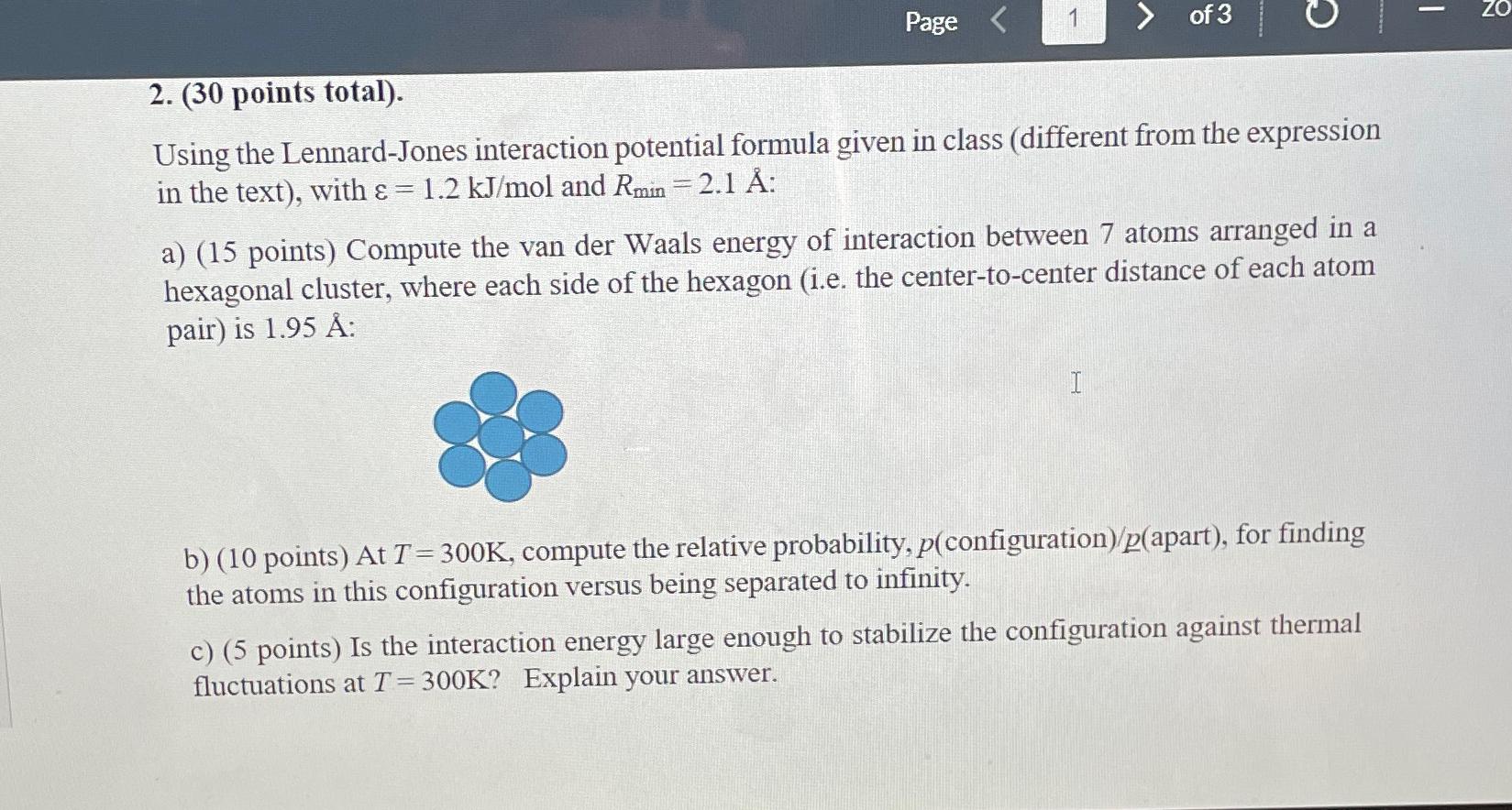 Solved (30 points total).\\nUsing the Lennard-Jones | Chegg.com