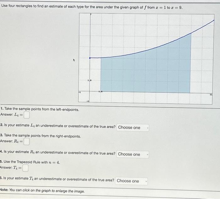 Solved Use four rectangles to find an estimate of each type | Chegg.com