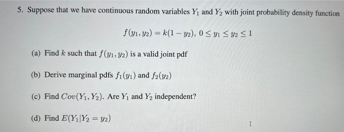 Solved 5. Suppose that we have continuous random variables | Chegg.com
