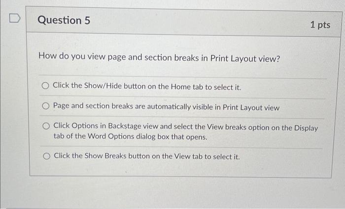 Solved How do you view page and section breaks in Print | Chegg.com