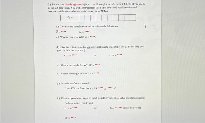 Solved 3.) For the data [see data geperator] from n=10 | Chegg.com