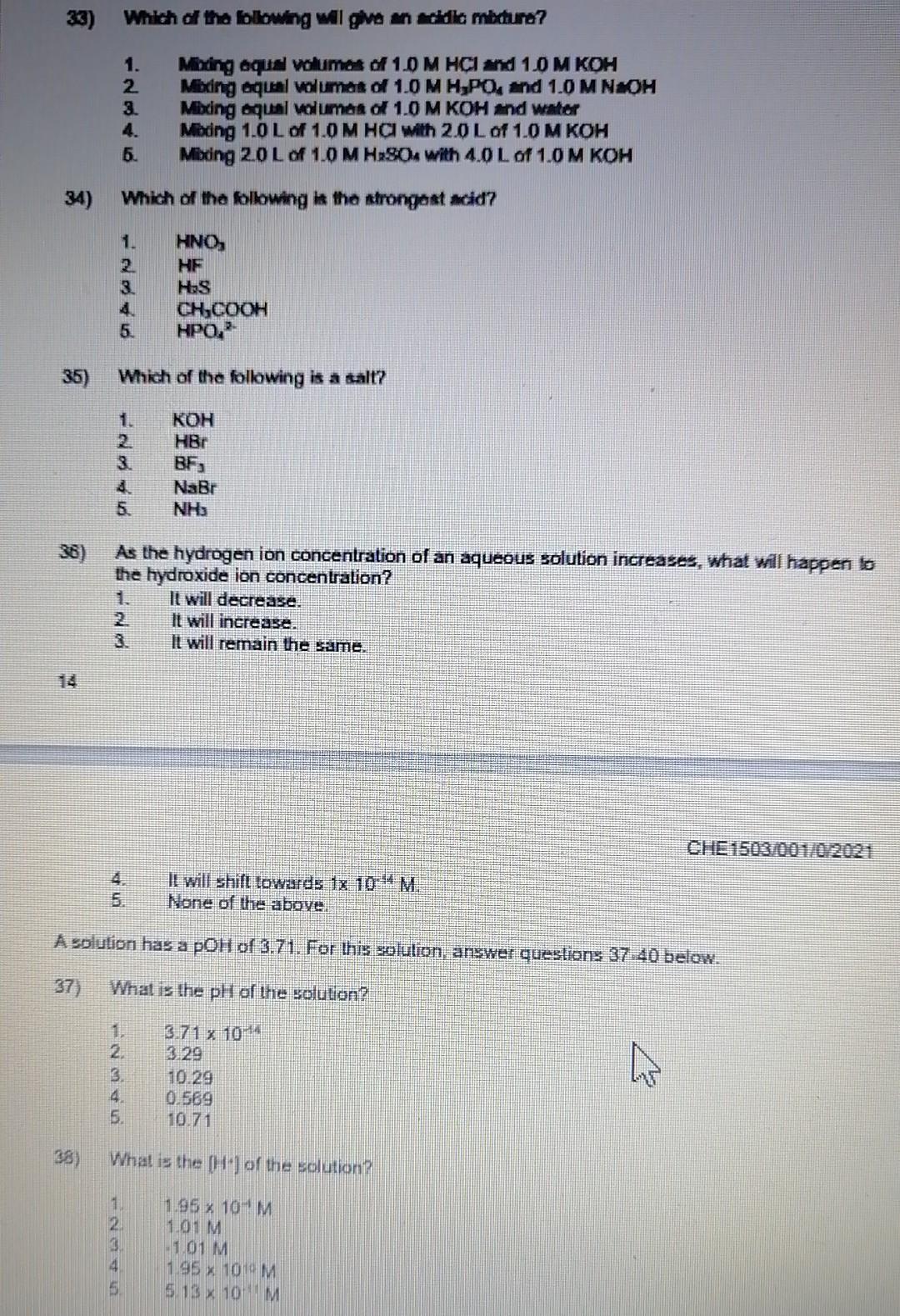 Solved 33) Which of the following will give en die misture? | Chegg.com
