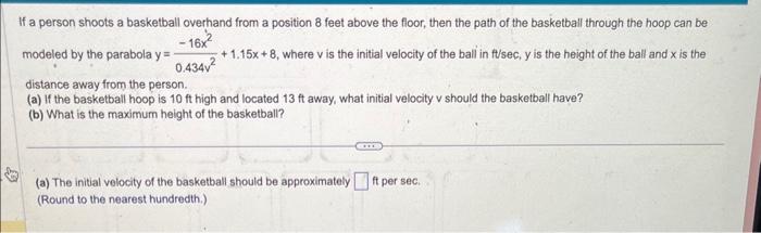 Solved If a person shoots a basketball overhand from a | Chegg.com