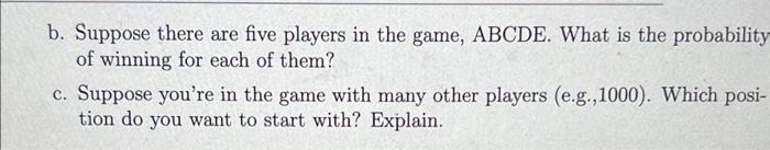 Solved 11. Four players (ABCD) line up and we number their | Chegg.com