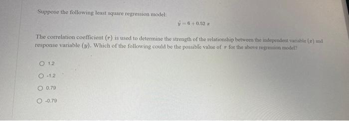 Solved Suppose the following least square regression model: | Chegg.com