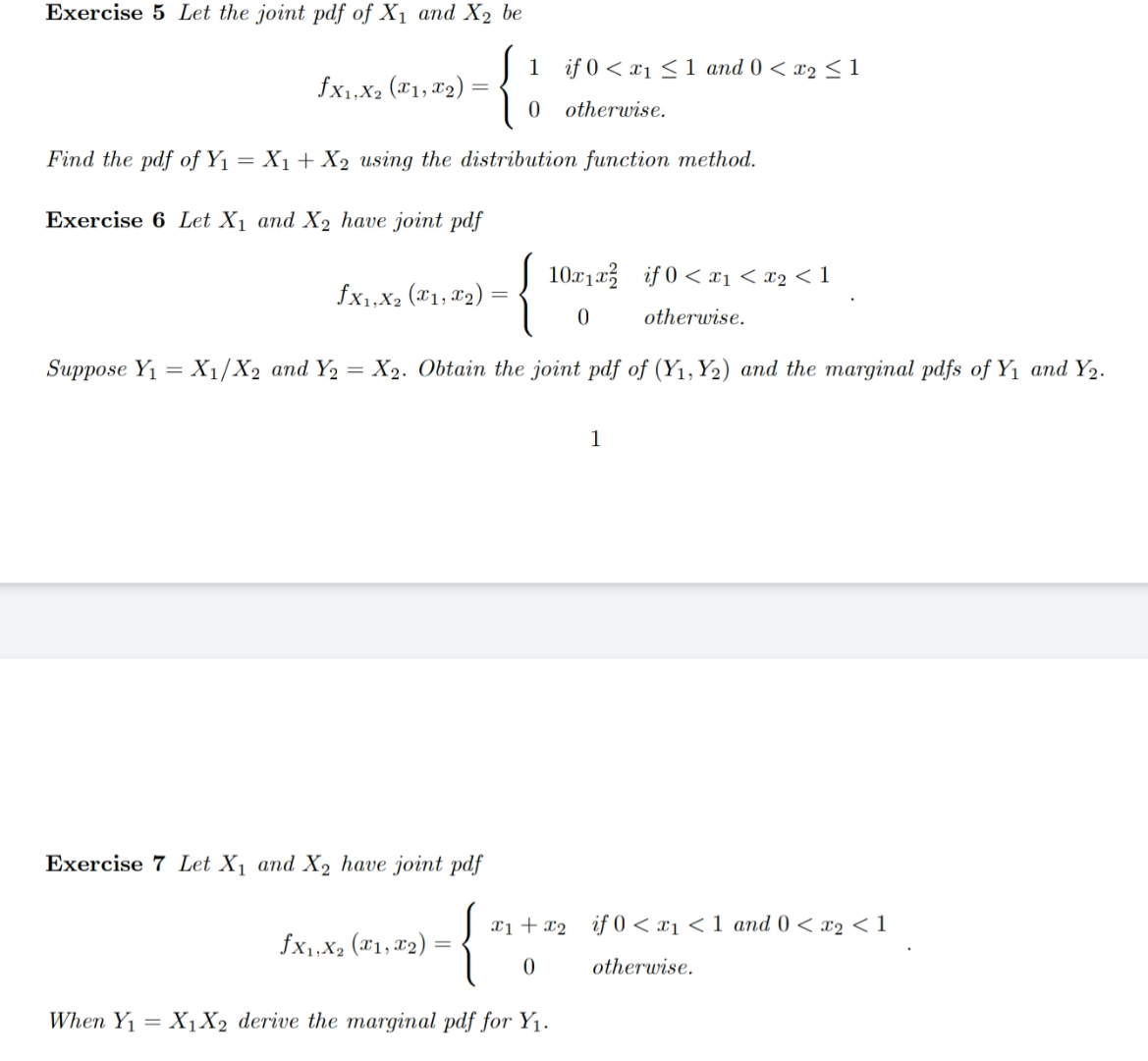 Solved Exercise 5 Let the joint pdf of X1 and X2 be 1 if 0