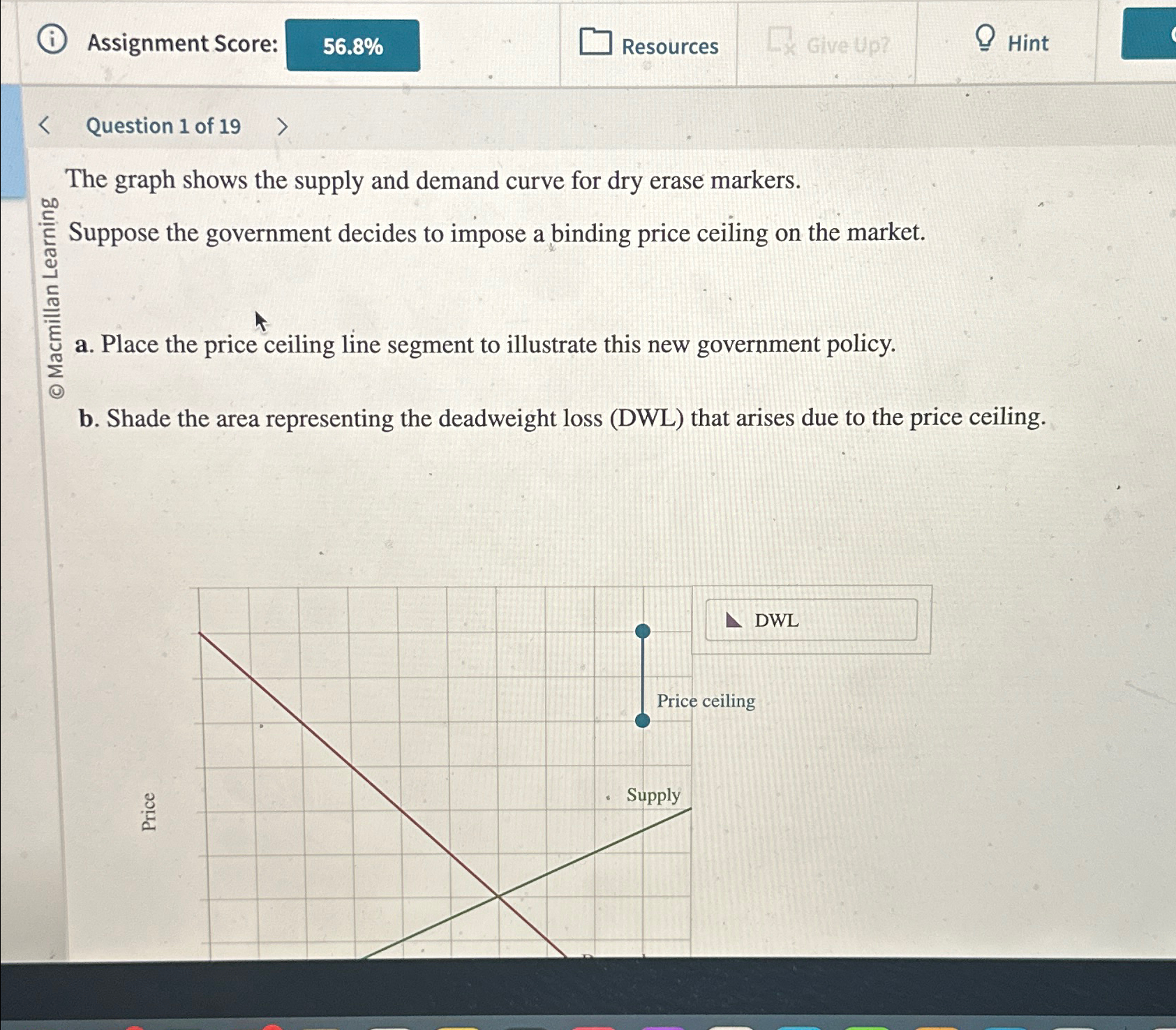 Solved Assignment Score:ResourcesHintQuestion 1 ﻿of 19The | Chegg.com