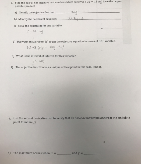 Solved 1. Find the pair of non-negative real numbers which | Chegg.com