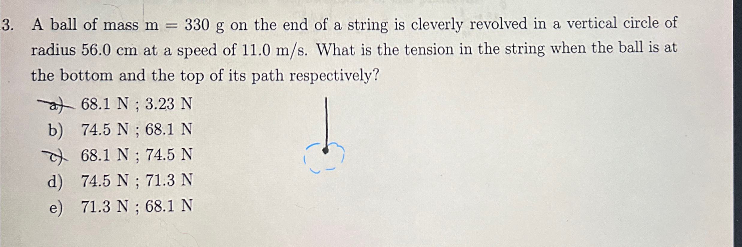 Solved A ball of mass m=330g ﻿on the end of a string is | Chegg.com