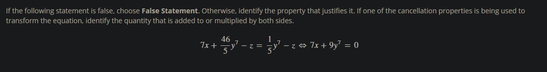Solved If the following statement is false, choose False | Chegg.com