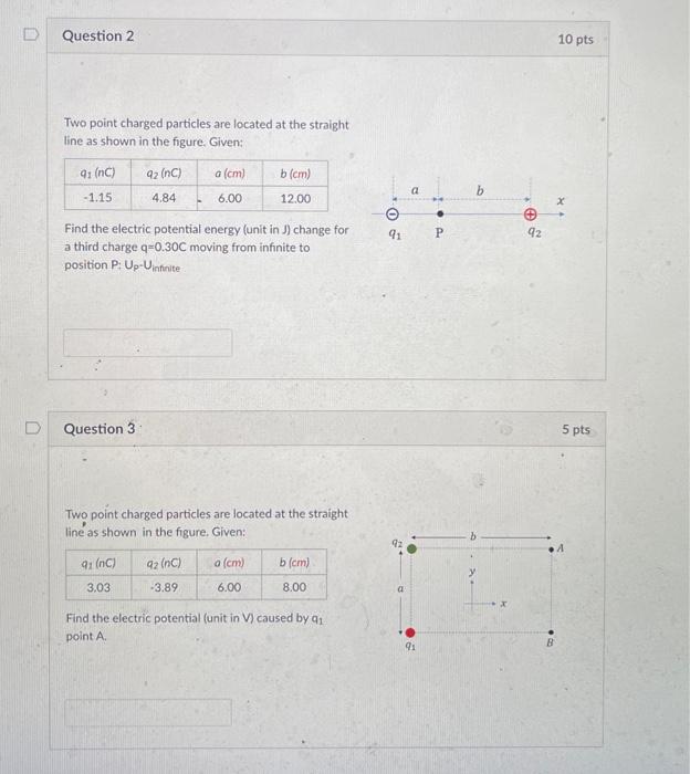 Solved Two point charged particles are located at the | Chegg.com
