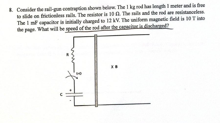 Solved Consider the rail-gun contraption shown below. The | Chegg.com