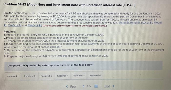 Solved Problem 14-13 (Algo) Note and installment note with | Chegg.com