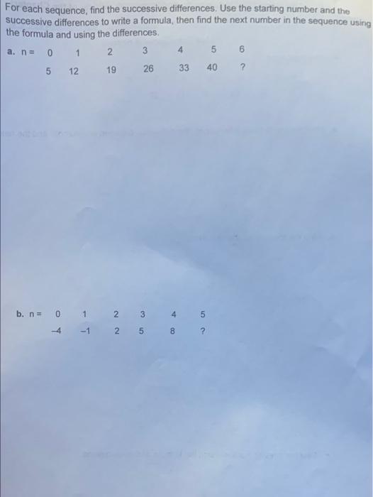 Solved 1. For the sequence n 0 1 7 10 4 5 6 2 3 13 16 19 22 | Chegg.com