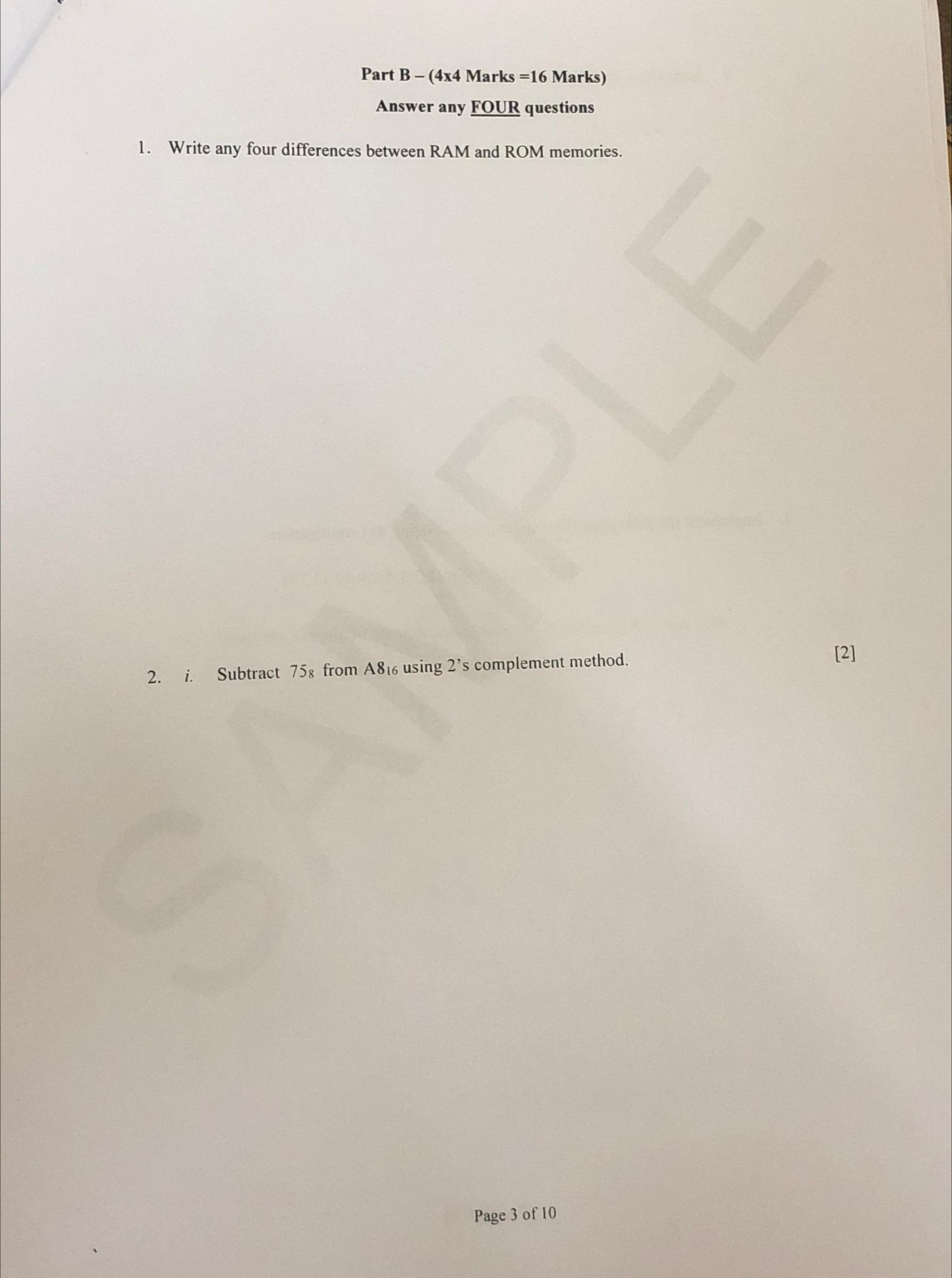 Solved Part B - (4x4 Marks = 16 Marks)Answer any FOUR | Chegg.com Solved Part B - (4x4 Marks = 16 Marks)Answer any FOUR | Chegg.com