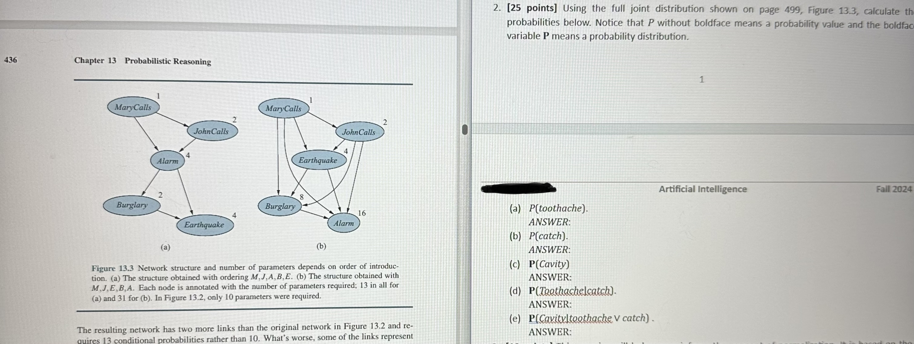 Solved [25 ﻿points] ﻿Using the full joint distribution shown | Chegg.com