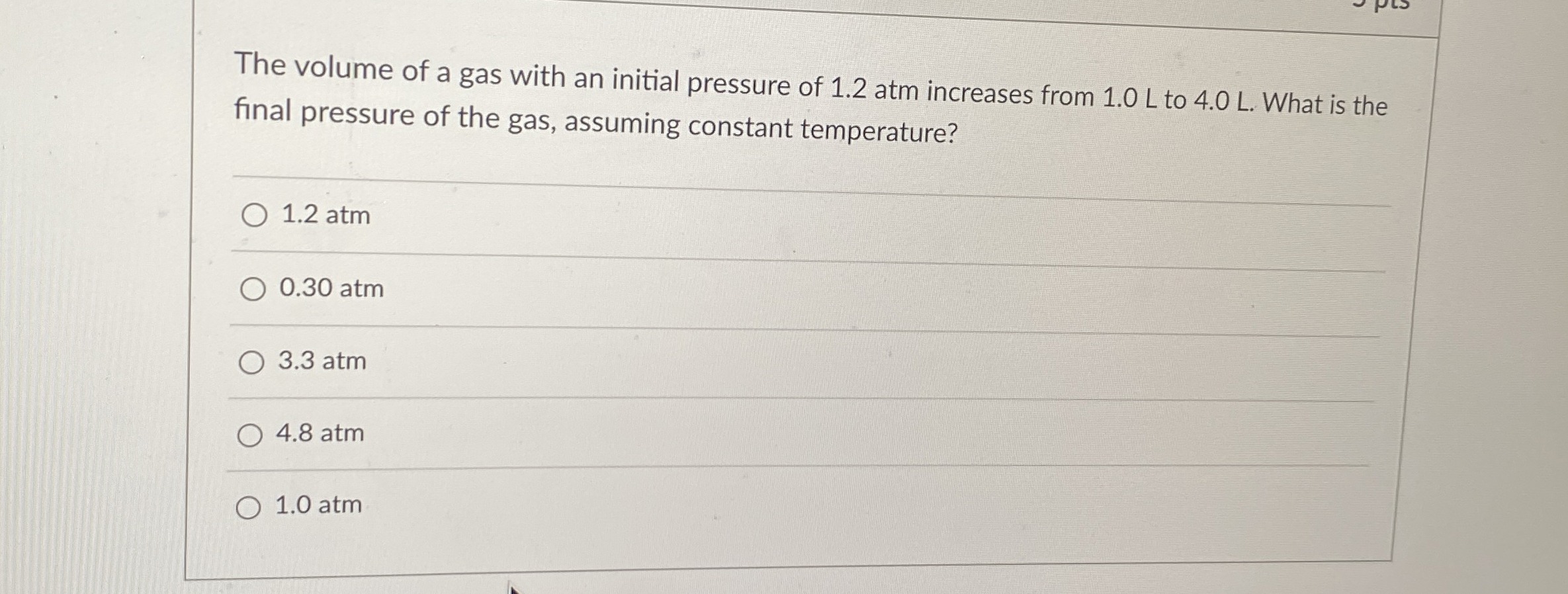 Solved The volume of a gas with an initial pressure of | Chegg.com