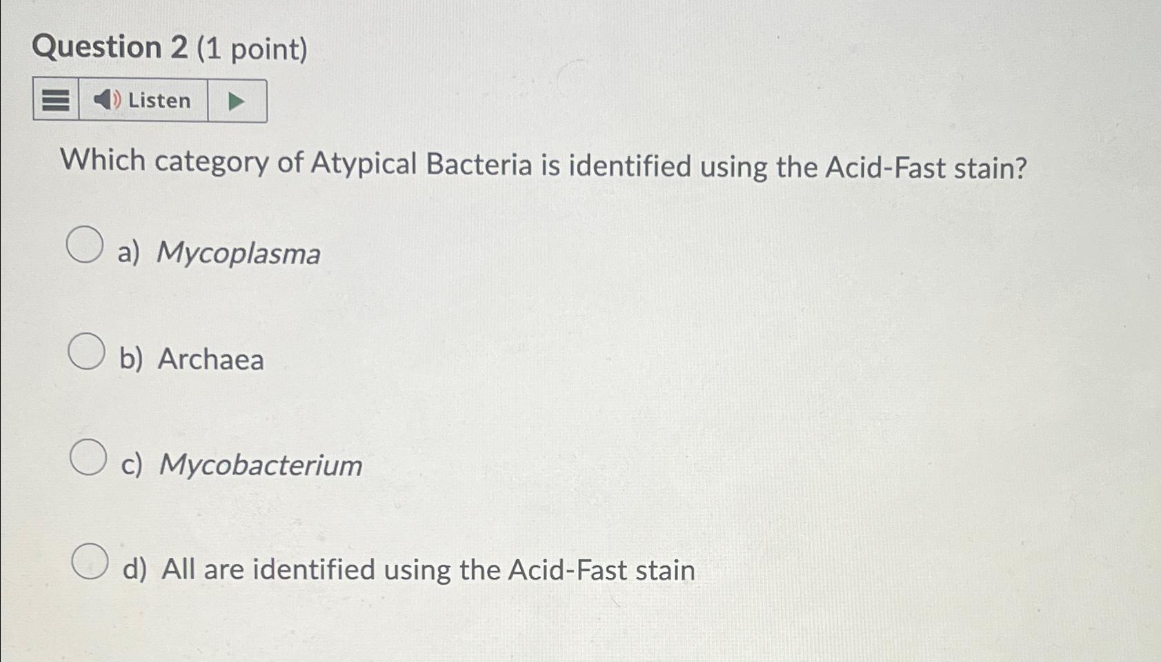 Solved Question 2 (1 ﻿point)ListenWhich category of Atypical | Chegg.com