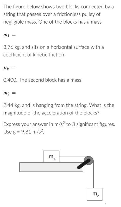 Solved The figure below shows two blocks connected by a | Chegg.com