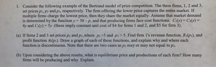 1. Consider the following example of the Bertrand | Chegg.com