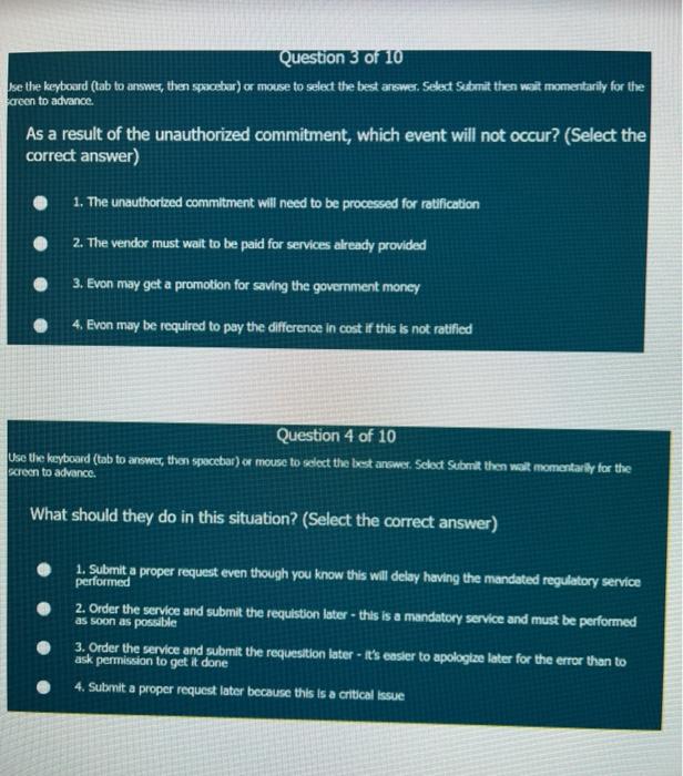 Solved Unauthorized Commitments (UAC) Question 1 of 10 Use | Chegg.com