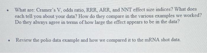 Solved What are: Cramer's V, odds ratio, RRR, ARR, and NNT | Chegg.com