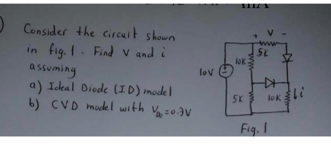 Solved Consider the circuit shown in fig. 1. ﻿Find v ﻿and i | Chegg.com
