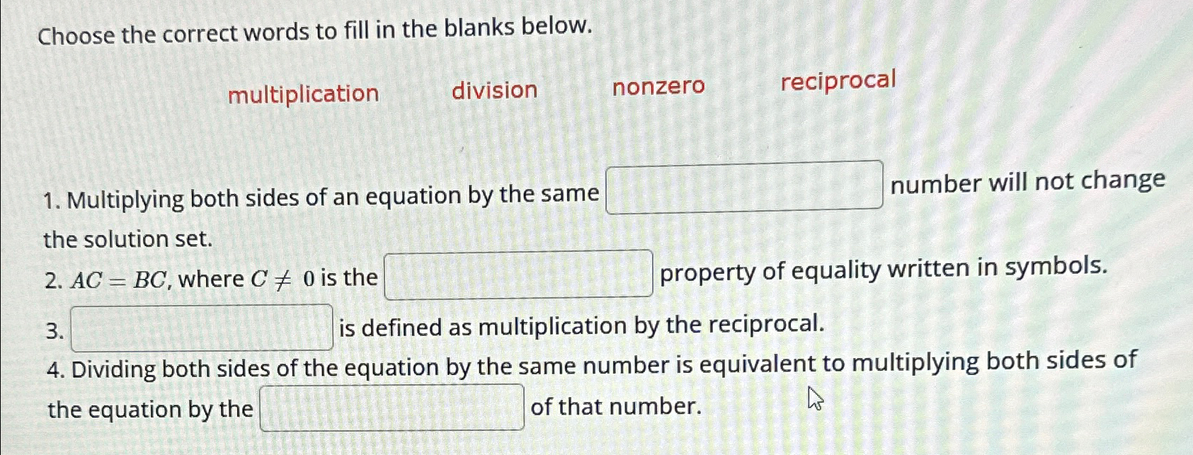 Solved Choose the correct words to fill in the blanks | Chegg.com