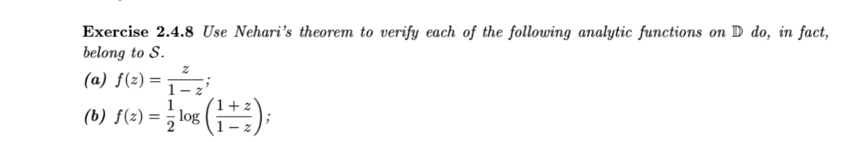 Solved Exercise 2.4.8 ﻿Use Nehari's theorem to verify each | Chegg.com