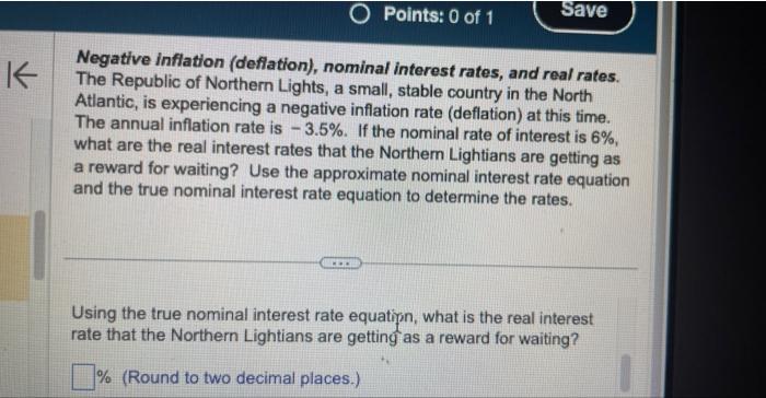 Solved Negative inflation (deflation), nominal interest | Chegg.com