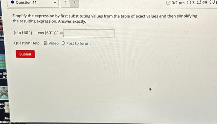 Solved Simplify the expression by first substituting values | Chegg.com